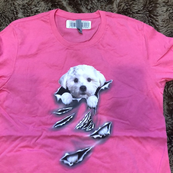 Next Level Apparel | Tops | Hot Pink Puppy Dog Graphic Tshirt | Poshmark